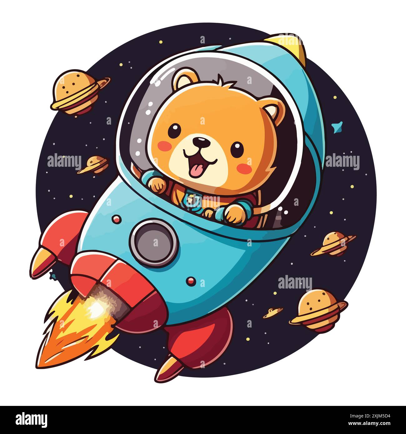Bear Riding a Rocket Vector Illustration Stock Vector Image & Art - Alamy
