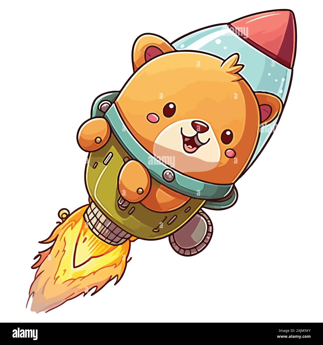 Bear Riding a Rocket Vector Illustration Stock Vector Image & Art - Alamy