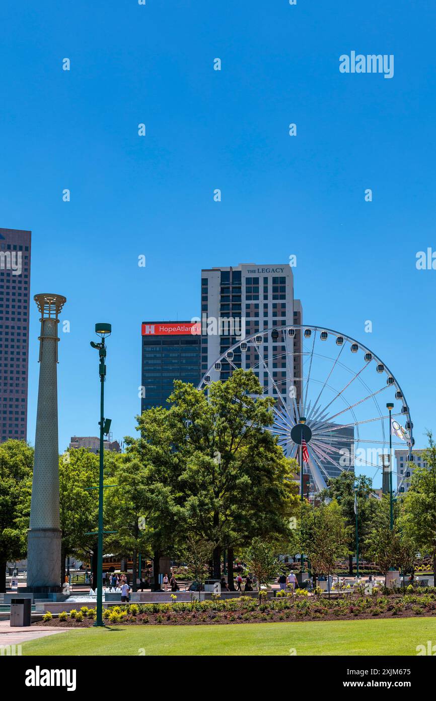 Inside Centennial Olympic Park with view of Ferris wheel, SkyView ...