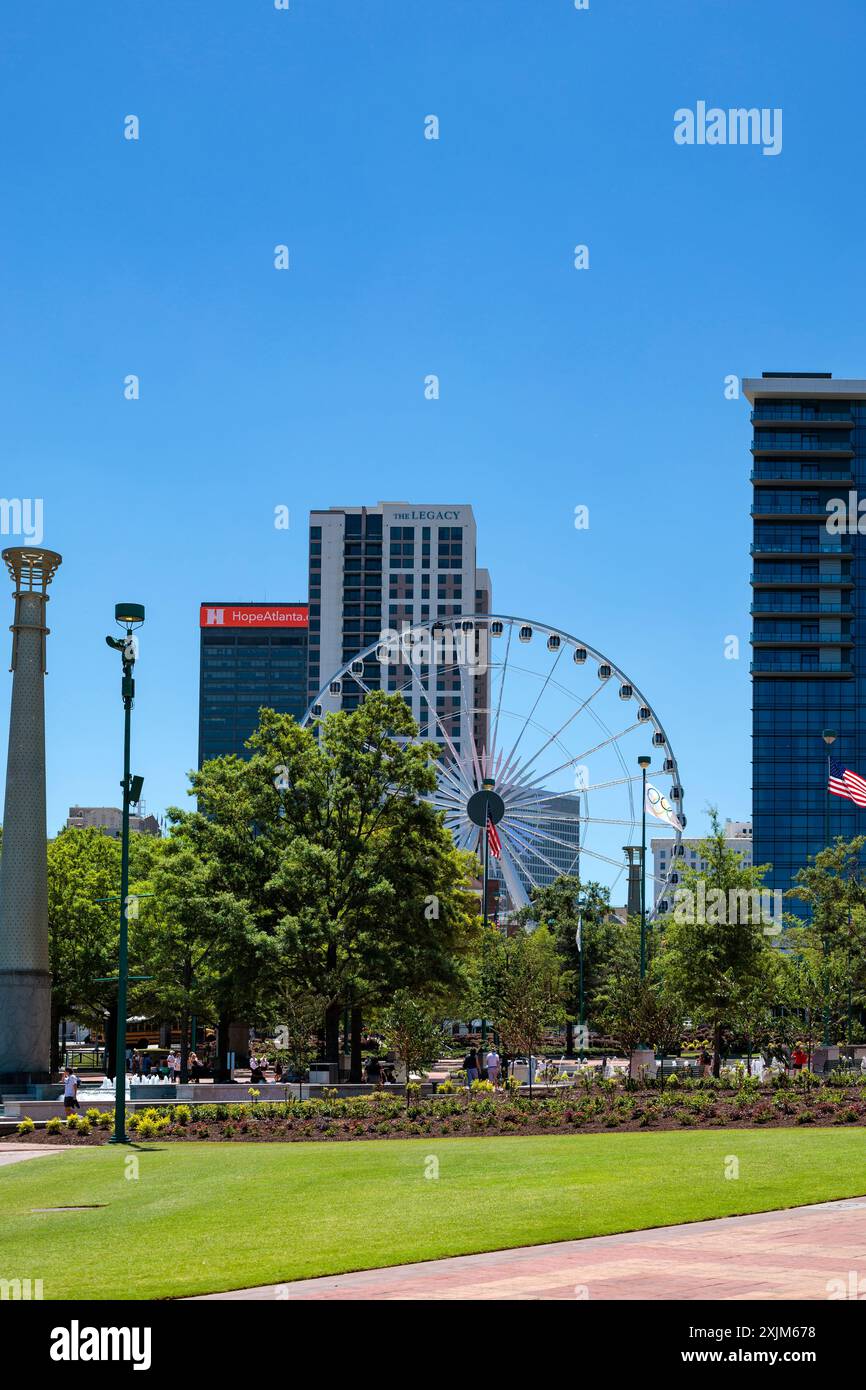 Inside Centennial Olympic Park with view of Ferris wheel, SkyView ...