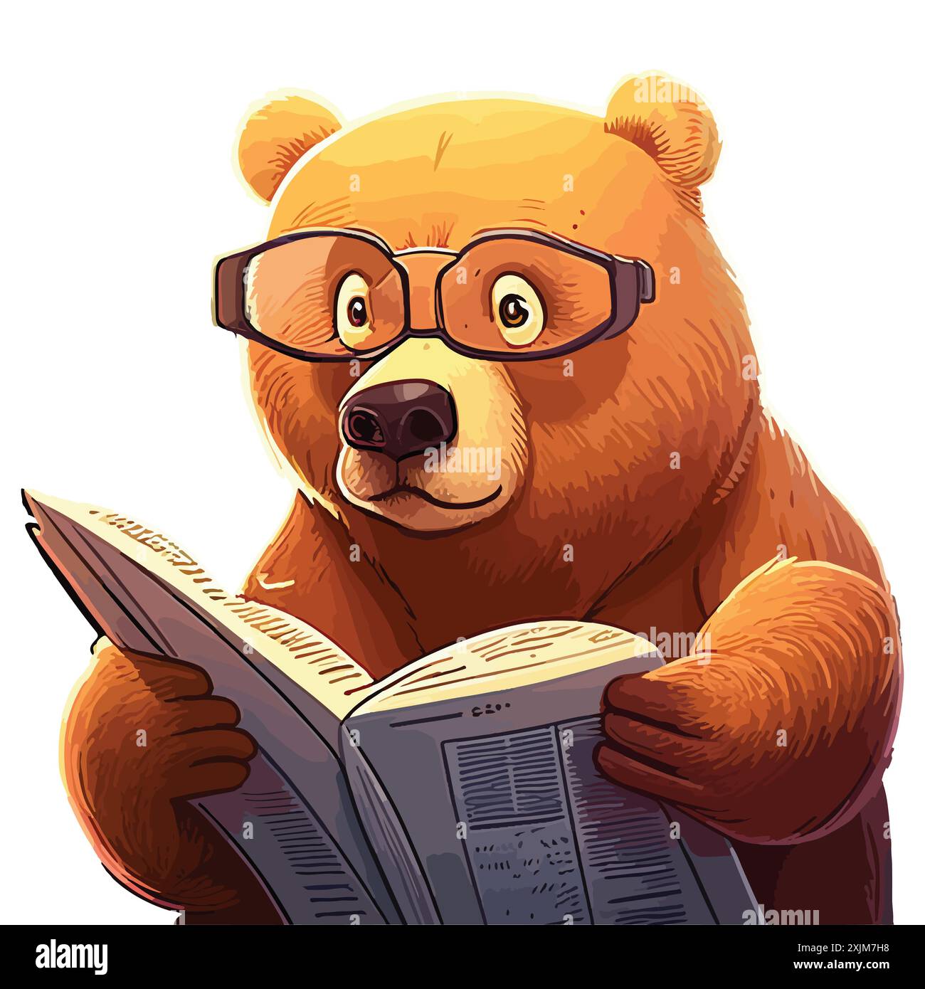 Bear Reading Vector Illustration Stock Vector Image & Art - Alamy