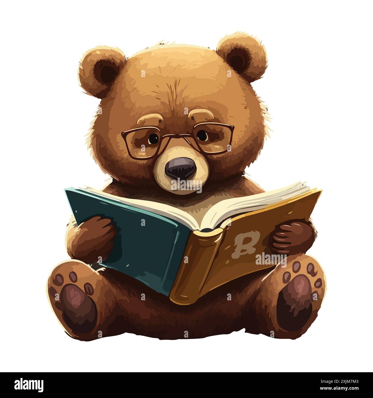 Bear Reading Vector Illustration Stock Vector Image & Art - Alamy