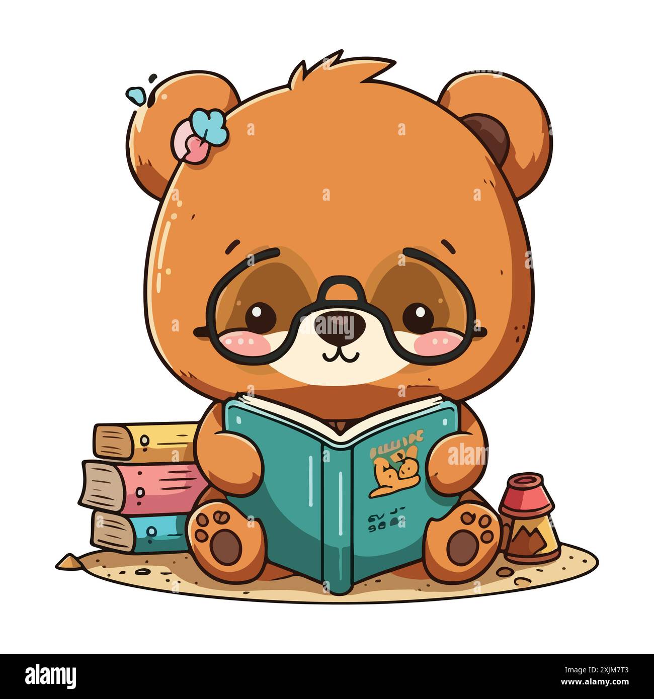 Bear Reading Vector Illustration Stock Vector Image & Art - Alamy