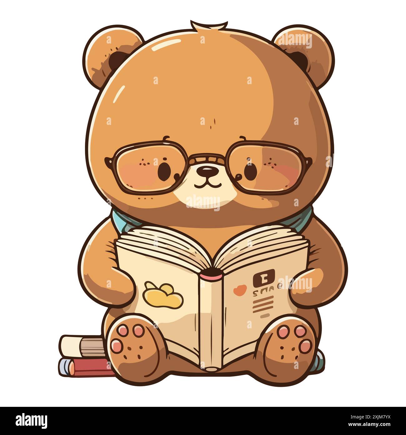 Bear Reading Vector Illustration Stock Vector Image & Art - Alamy