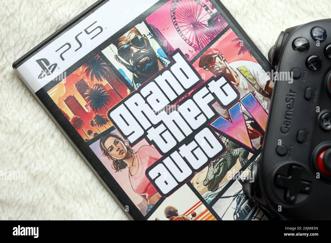 KYIV, UKRAINE - JUNE 26, 2024 Grand Theft Auto 6 PS5 video game disc ...