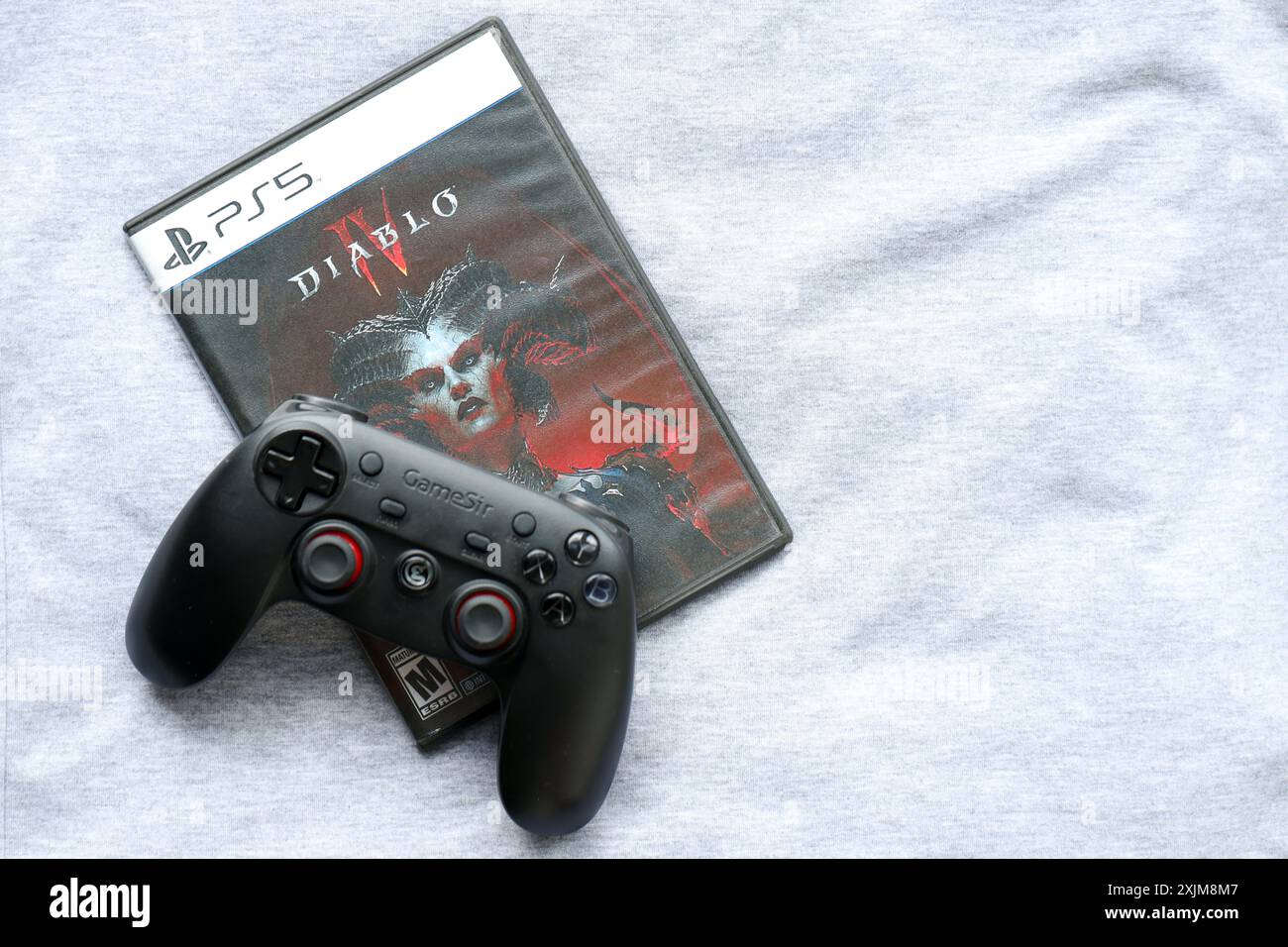 KYIV, UKRAINE - JUNE 26, 2024 Diablo 4 PS5 video game disc box for ...