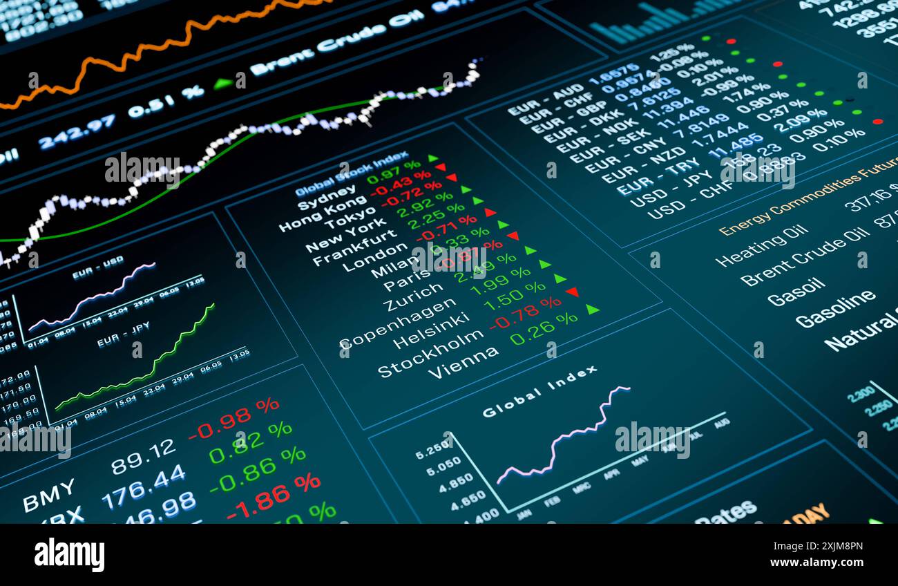 Stock market and exchange trading screen. Stock market and exchange ...