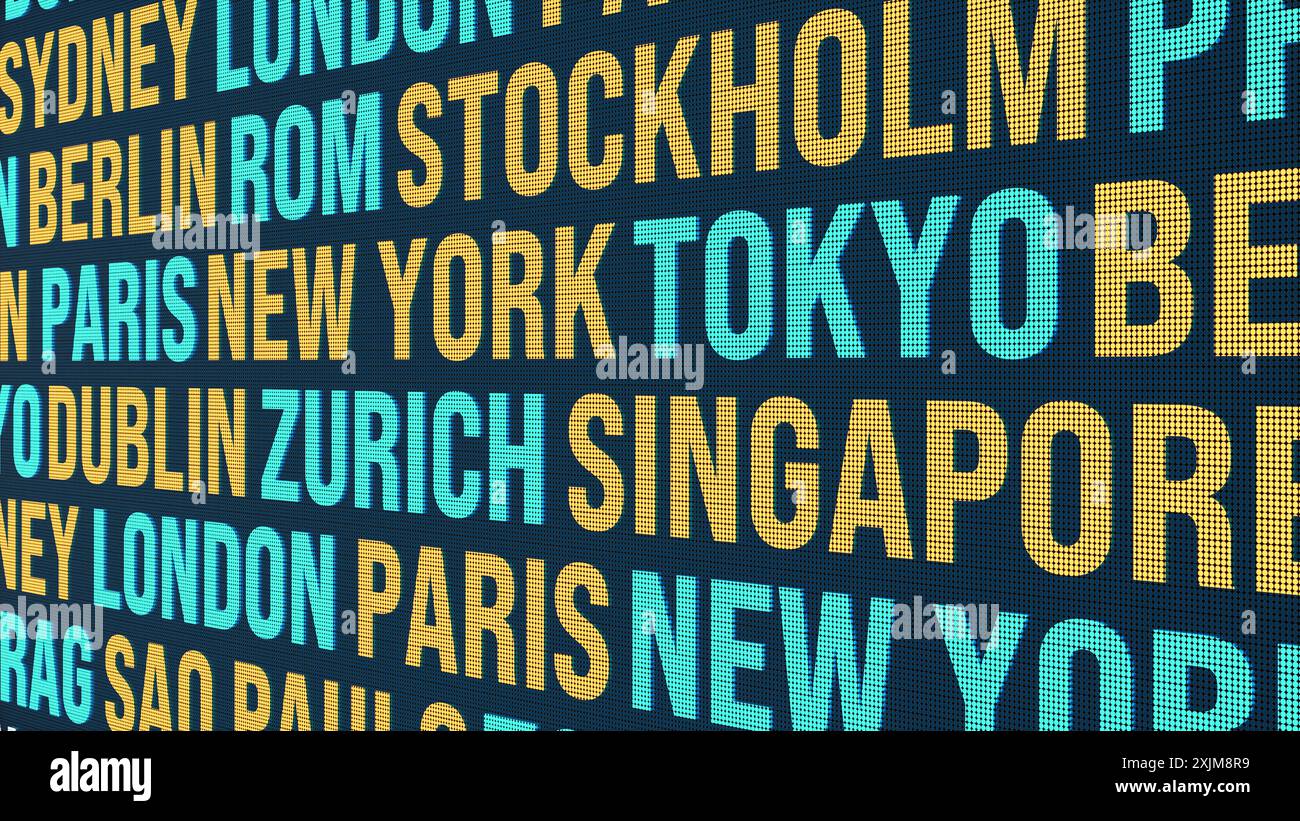 Names of capital cities like Tokyo, Sydney, New York, Paris, Rom. Names ...