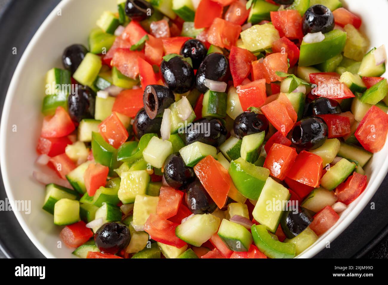 Turkish Shepherd Salad, Coban Salatasi with fresh tomatoes, cucumbers ...