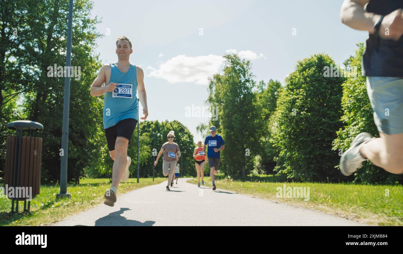 Portrait of a Diverse Group of People Participating in a Marathon and ...