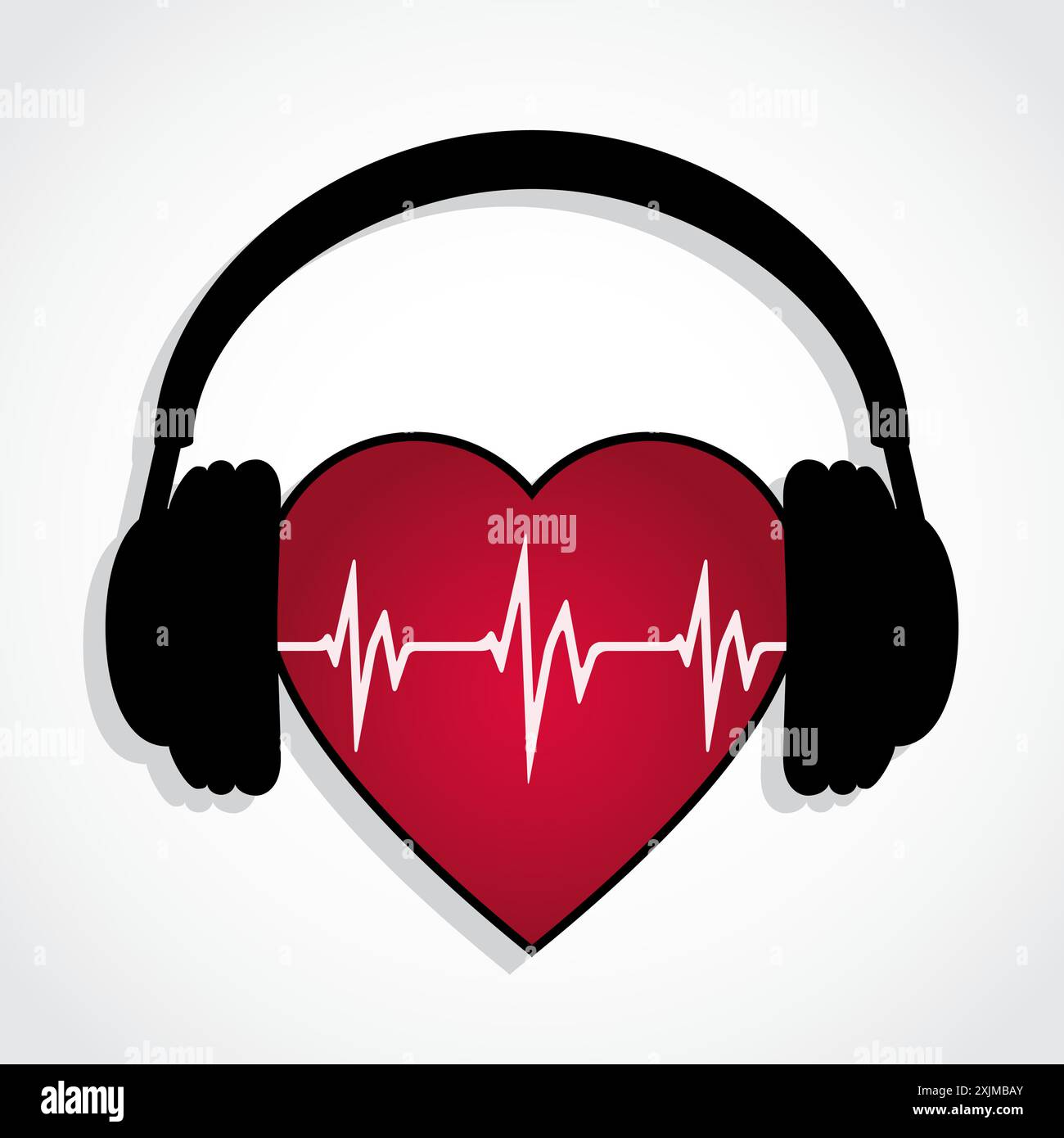 heart beat equalizer with headphone, love music symbol Stock Vector ...