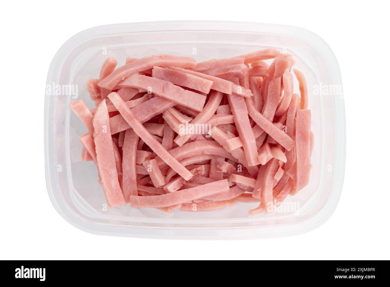 heap of sliced raw pork ham sausage isolated on white background with ...