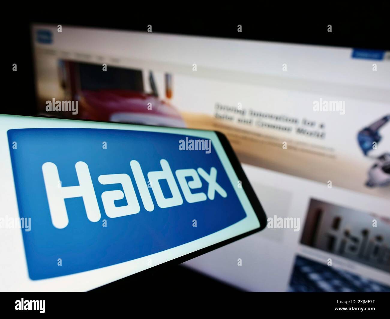 Stuttgart, Germany, 06-10-2022: Smartphone with logo of automotive company Haldex Europe SAS on ...