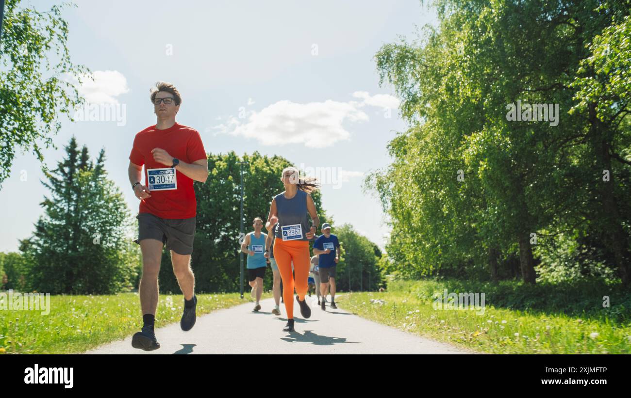 Portrait of a Diverse Group of People Participating in a Marathon and ...