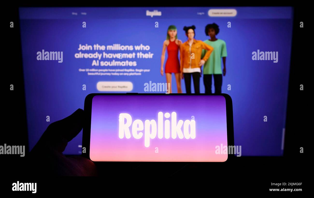 Stuttgart, Germany, 07-03-2022: Person holding cellphone with logo of ...