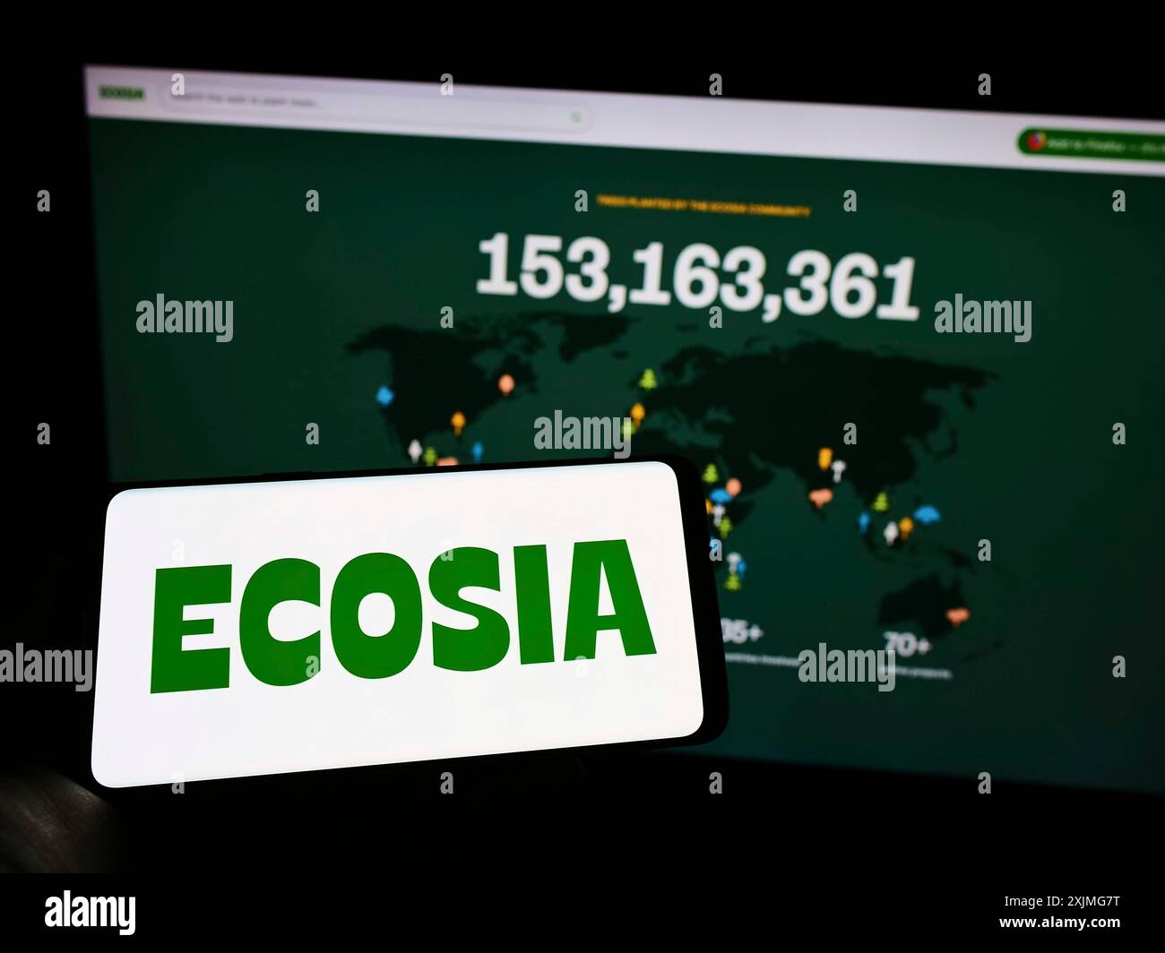 Stuttgart, Germany, 07-03-2022: Person holding cellphone with logo of ...