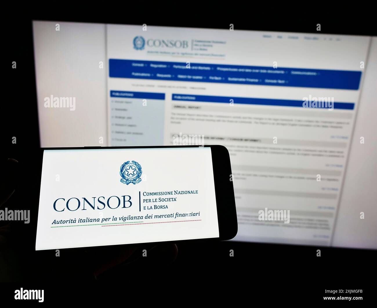 Stuttgart, Germany, 07-10-2022: Person holding smartphone with logo of ...