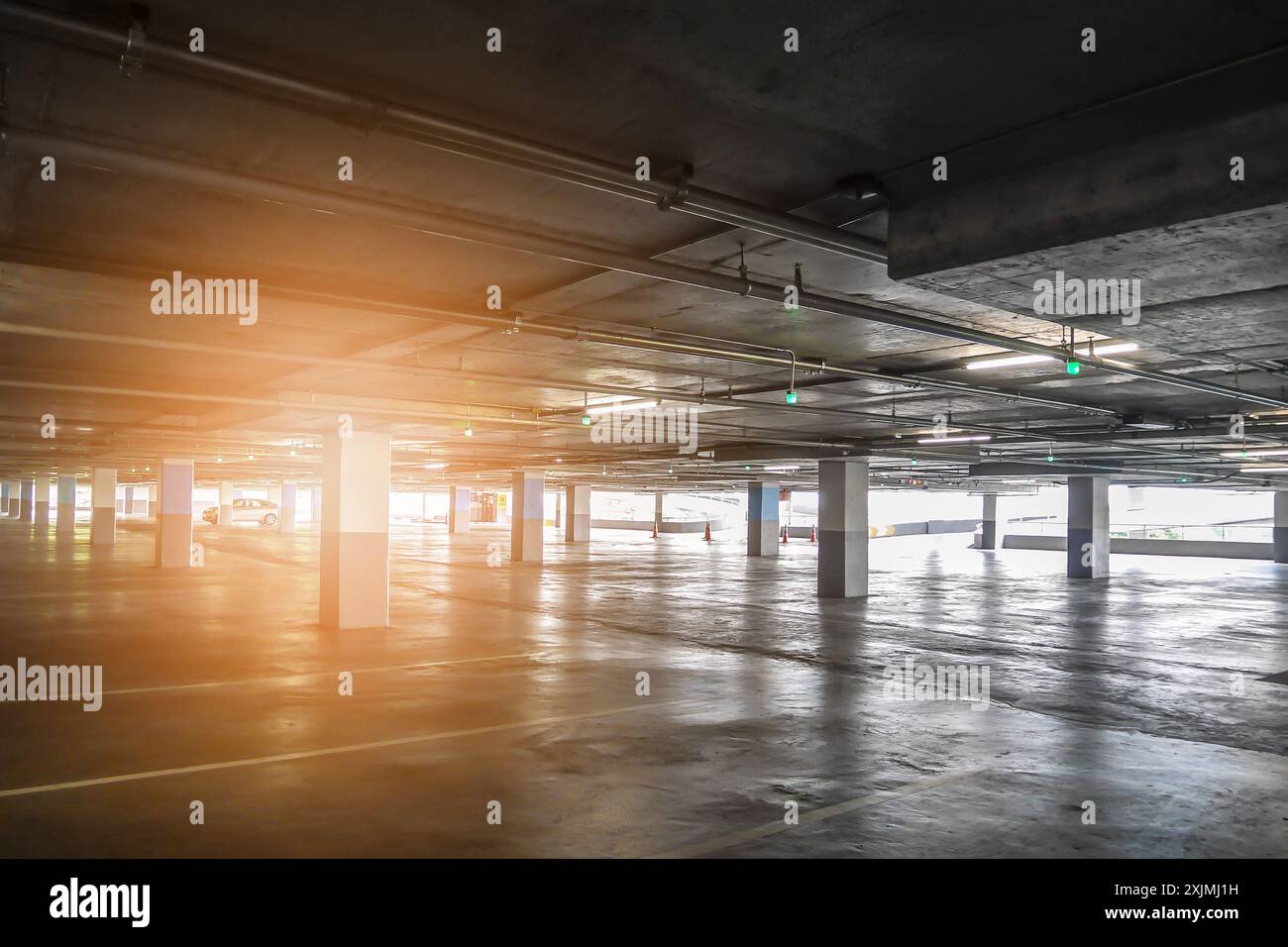interior of empty vacant car parking garage space in shopping mall ...