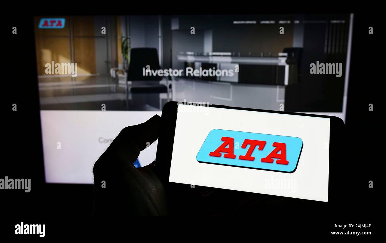 Stuttgart, Germany, 07-24-2022: Person holding cellphone with logo of ...