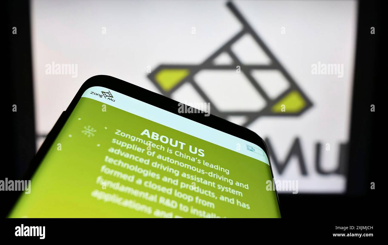 Stuttgart, Germany, 07-30-2022: Mobile phone with website of company ...
