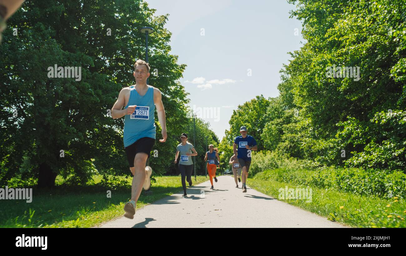 Portrait of a Diverse Group of People Participating in a Marathon and ...