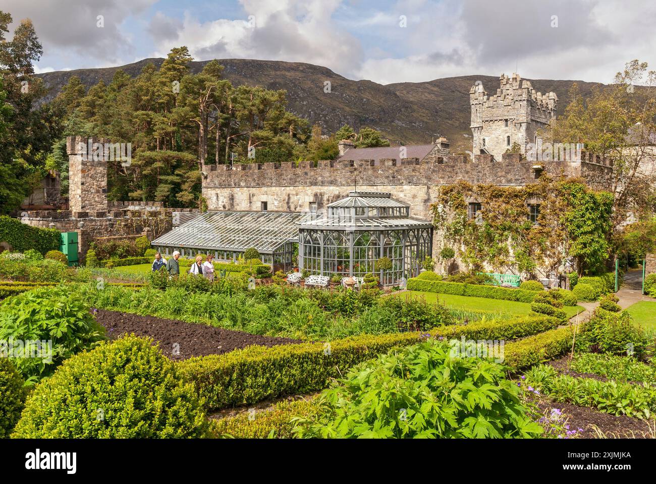 Ireland, County Donegal, Glenveagh National Park Castle, Garden Stock ...