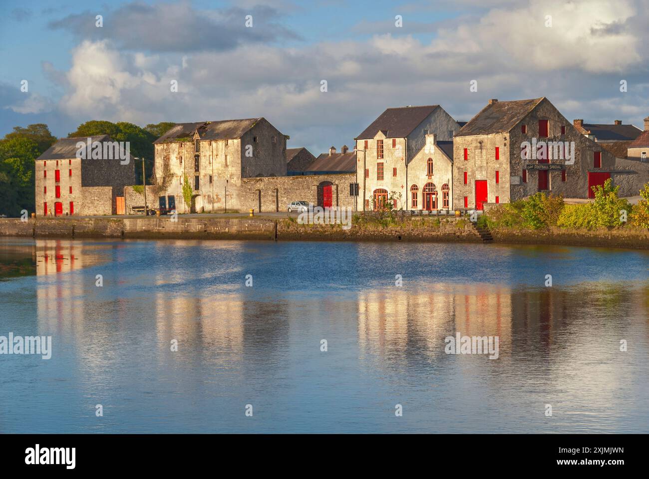 Ireland, County Donegal, Rathmelton (aka Ramelton) Quay 18C warehouses ...