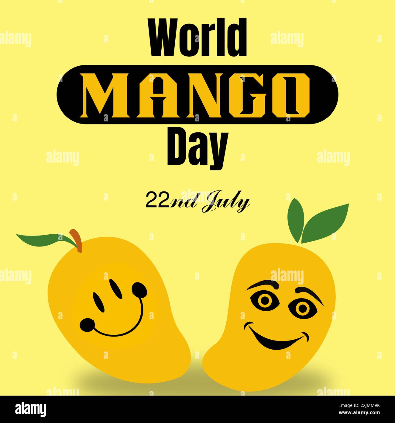 World Mango Day. Two Mango Emoji Style, Social Media Post template ...