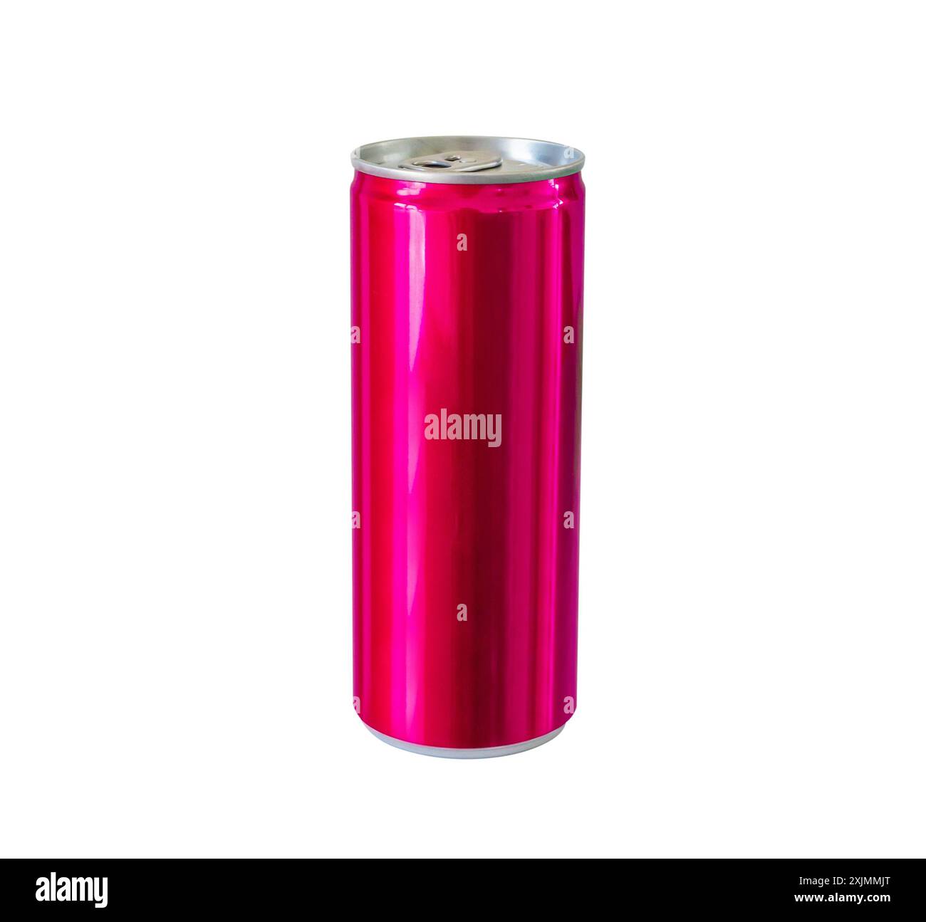Aluminum pink color soft drink soda can isolated on white background ...