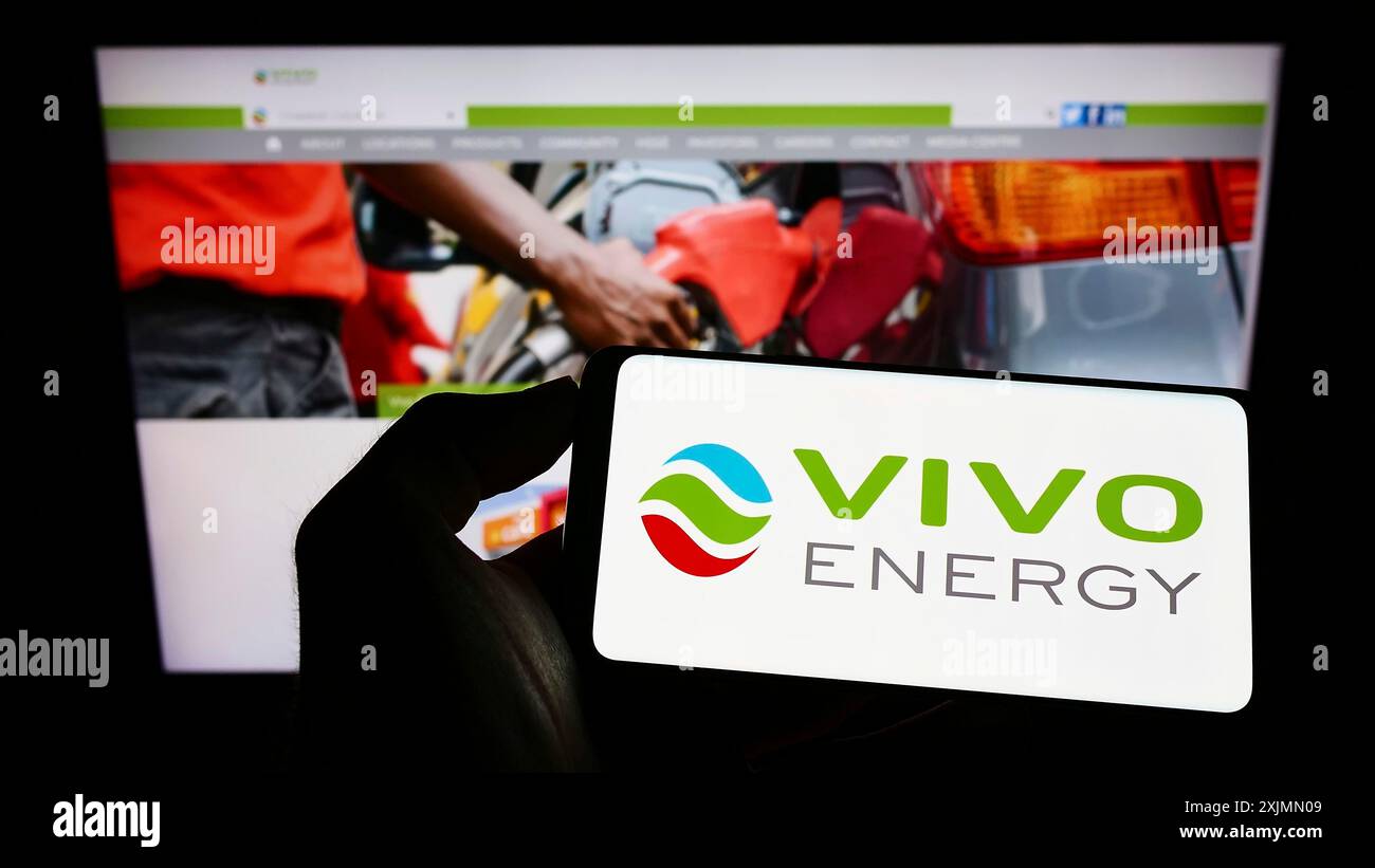 cellphone with logo of British petroleum company Vivo Energy plc on ...