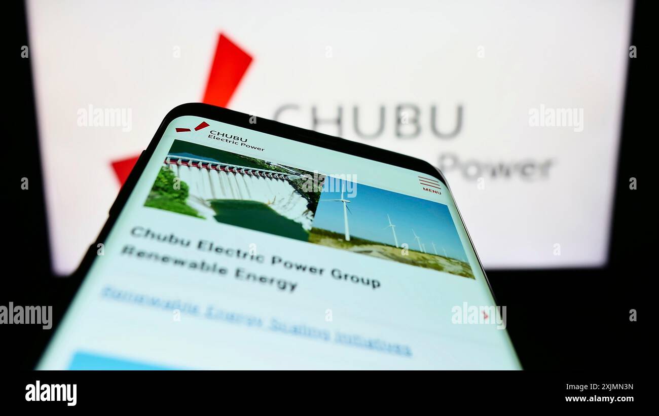 Stuttgart, Germany, 09-11-2022: Mobile phone with webpage of Japanese company Chubu Electric ...