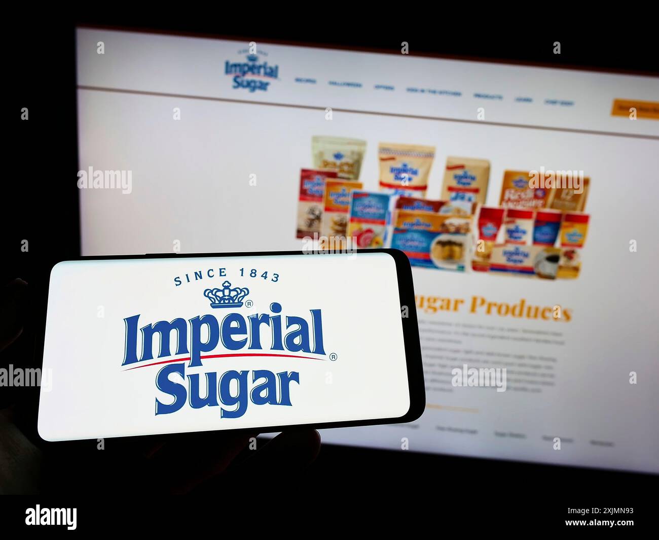 mobile phone with logo of American sugar producer Imperial Sugar ...