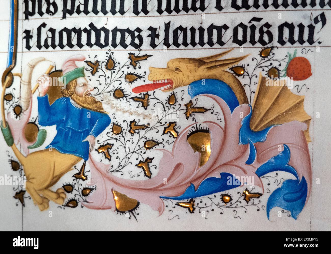 Decorative and illuminated illustration showing a half man half lion ...