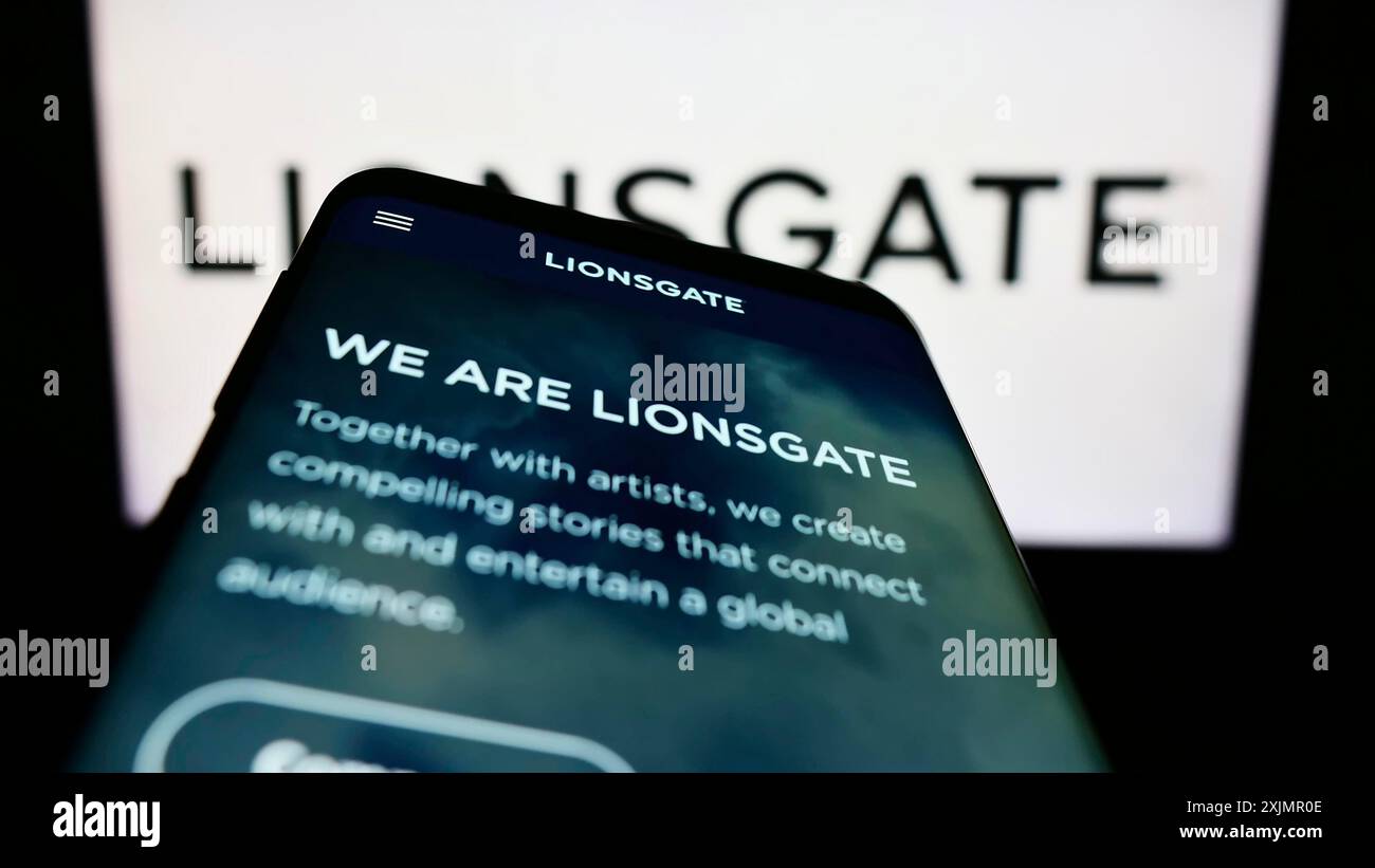 Stuttgart, Germany, 10-01-2022: Mobile phone with webpage of Lions Gate Entertainment ...