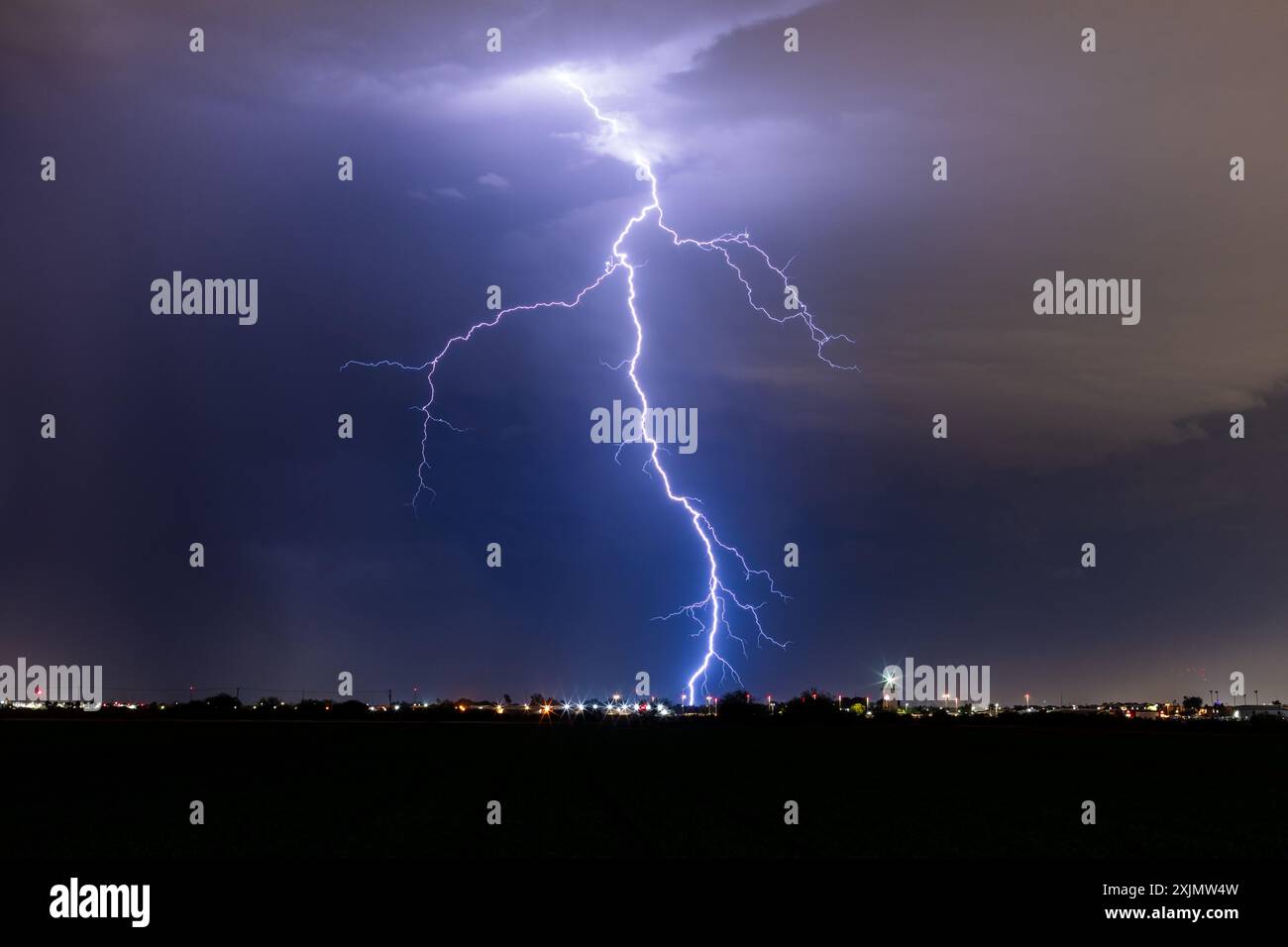 Cloud to ground lightning strike from a monsoon thunderstorm in Phoenix ...
