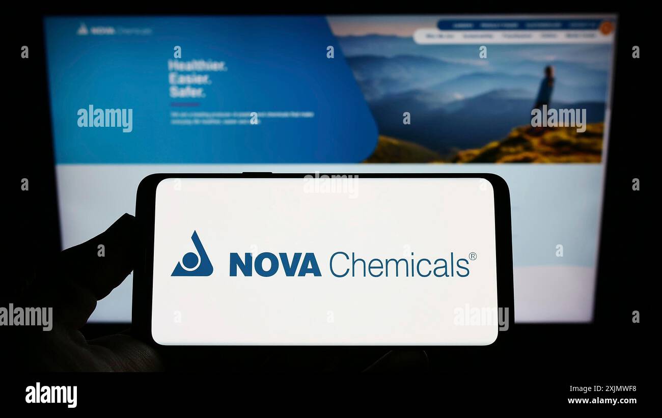 Stuttgart, Germany, 12-02-2022: Person holding smartphone with logo of ...