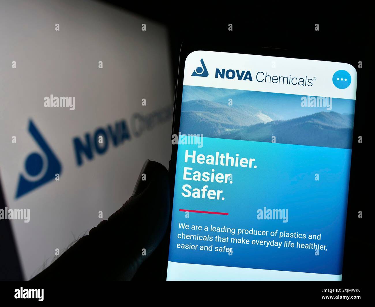 Stuttgart, Germany, 12-02-2022: Person holding cellphone with website ...