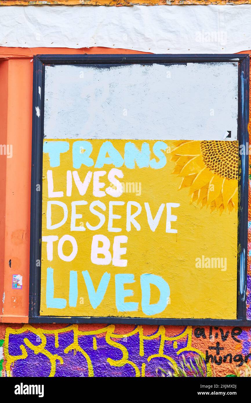 Trans message on the decorated squatters house, Cambridge, England ...