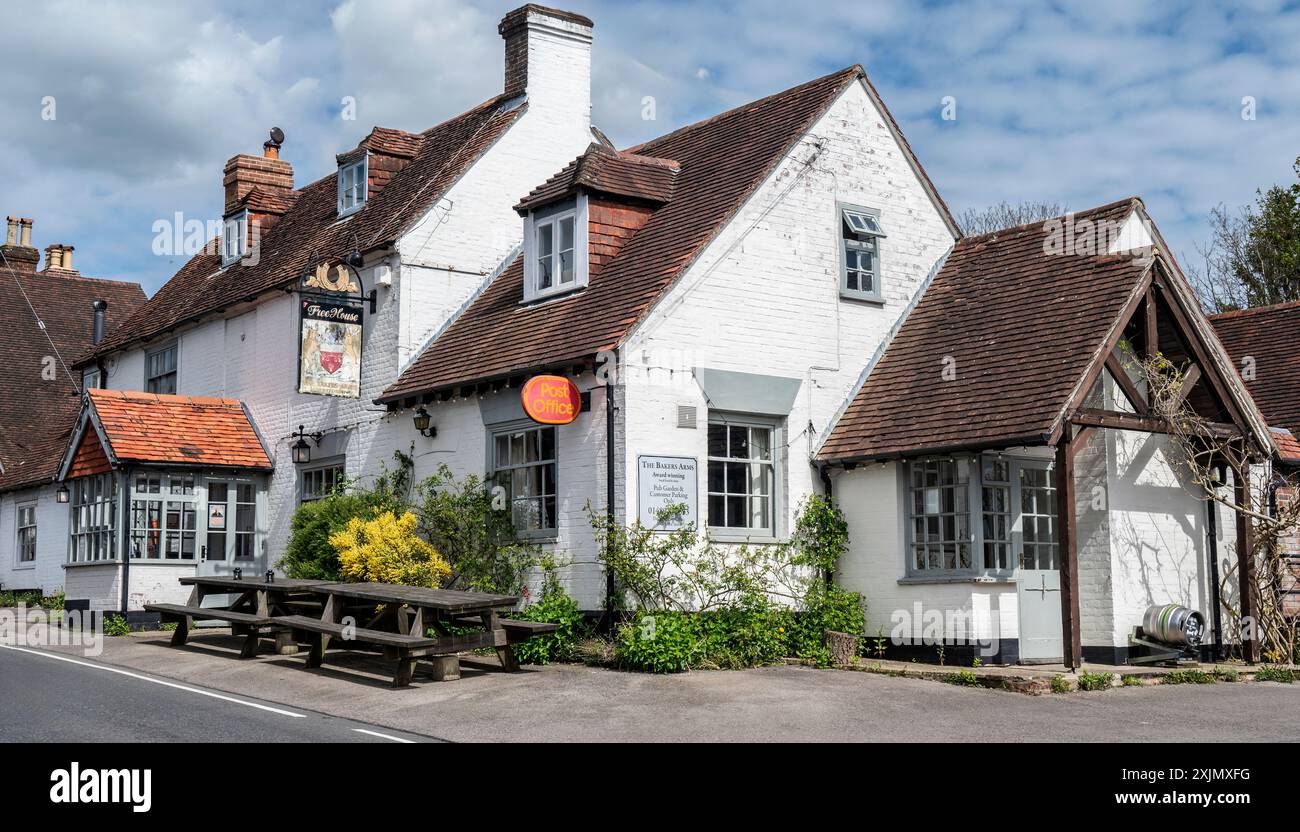 Post office sign on pub wall indicating postal service in a rural ...