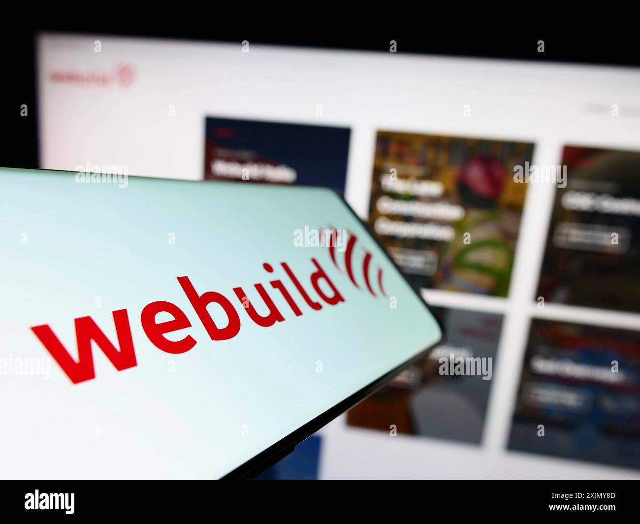 Stuttgart, Germany, 12-30-2022: Mobile phone with logo of Italian construction company Webuild S ...