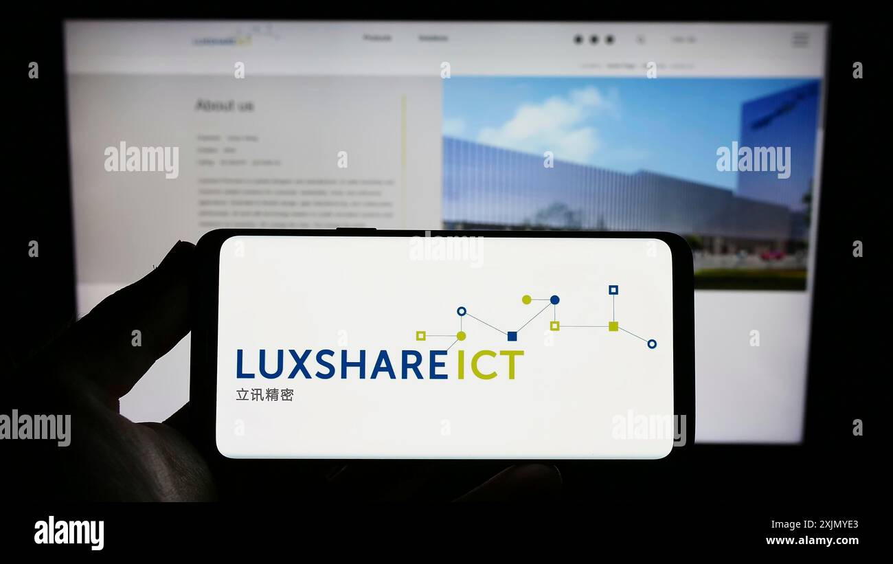 Stuttgart, Germany, 01-06-2023: Person holding mobile phone with logo ...