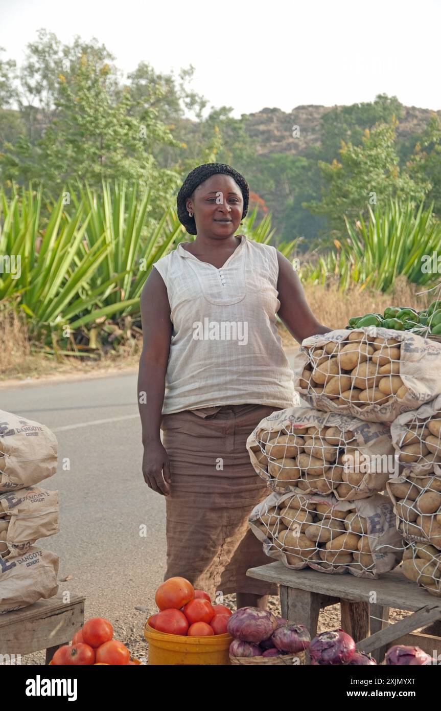 Roadside vegetable stall, Kaduna State, Nigeria, Africa. Vegetable ...