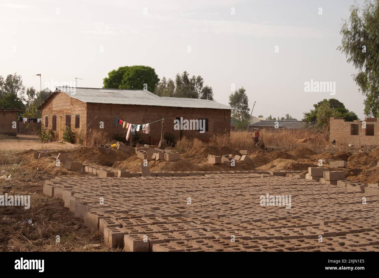 Brick making Factory, Kaduna State, Nigeria, Africa - bricks drying in ...