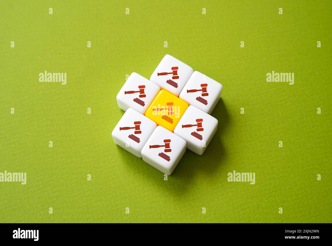 The central gavel of the judge and surrounding ones. Concept of ...