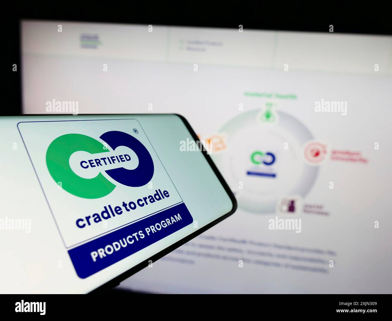 Stuttgart, Germany, 03-11-2023: Mobile phone with logo of environmental ...