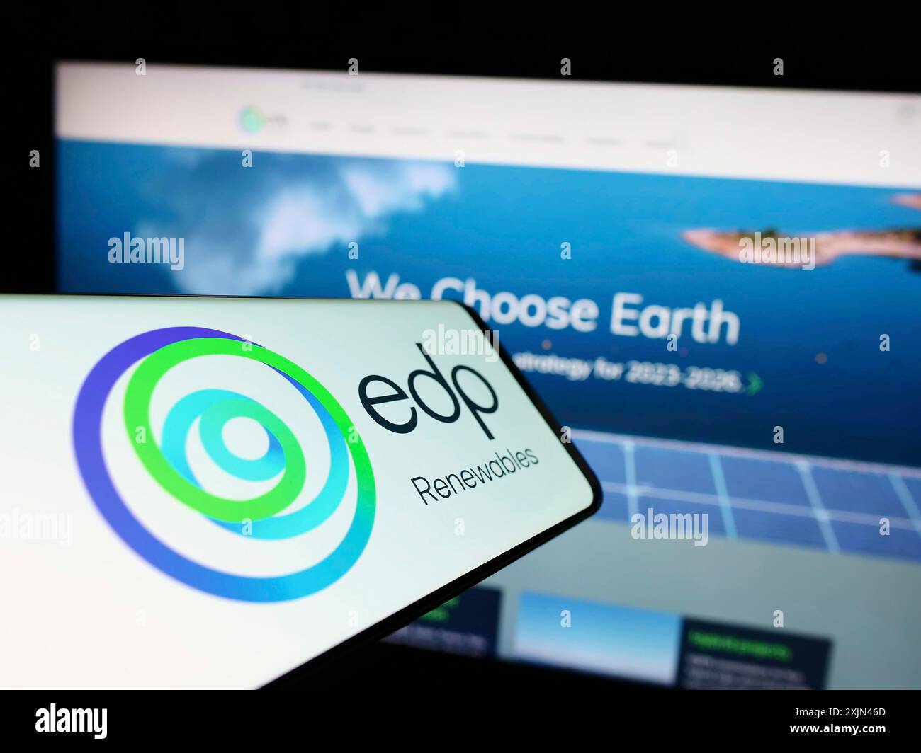 Stuttgart, Germany, 03-24-2023: Cellphone with logo of Spanish energy ...