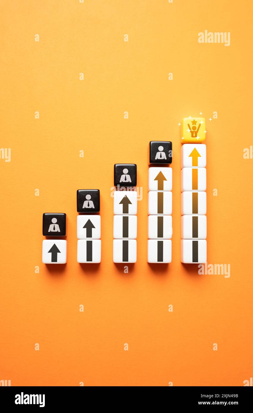 Growing scale of success. Career ladder. The pinnacle of fame and ...