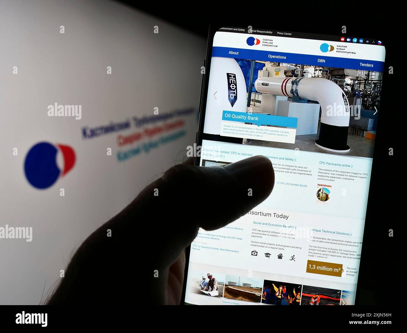 Stuttgart, Germany, 04-25-2023: Person holding cellphone with webpage ...