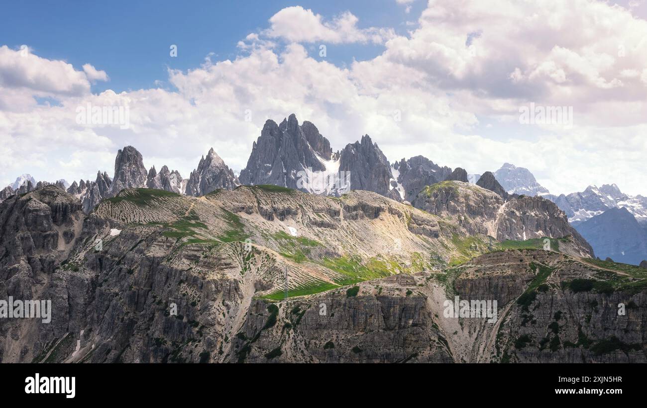 View of the Cadini di Misurina mountain from the path of the three ...