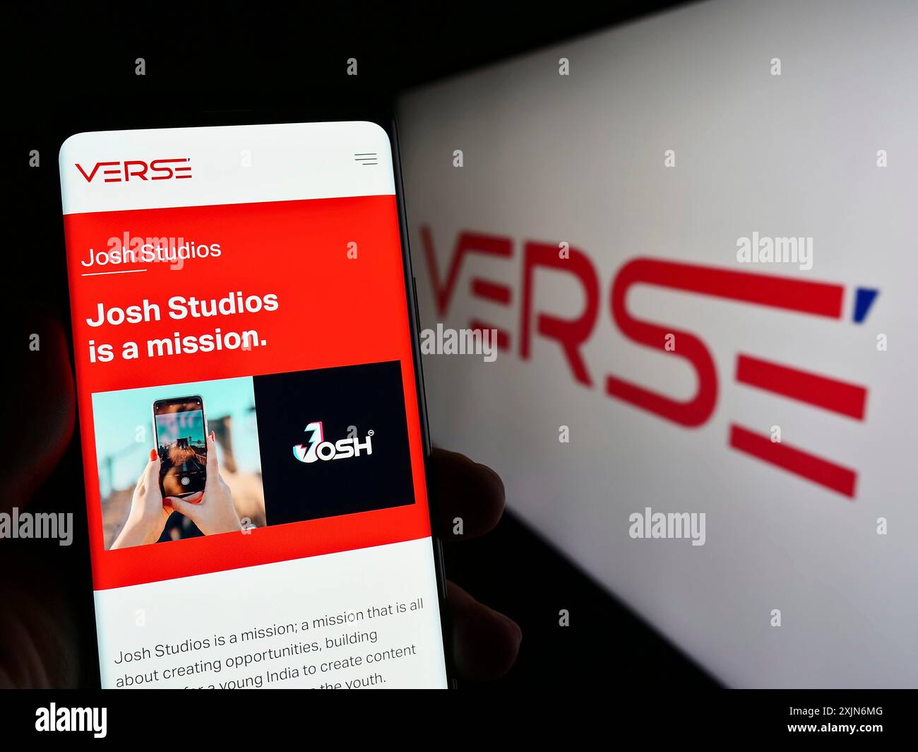 Stuttgart, Germany, 03-26-2023: Person holding smartphone with web page ...